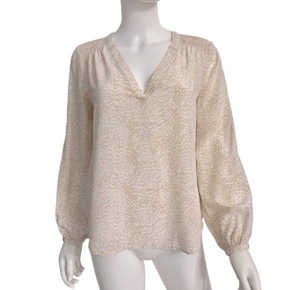 Joie | Tops | Joie Silk Tan And Cream Abstract Animal Print Blouse ...